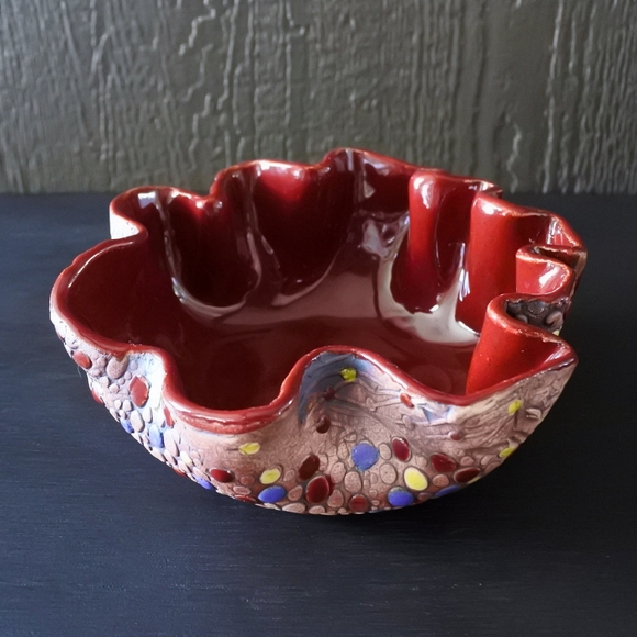 Accents | Handmade Art Pottery Abstract Modern Style Colorful Ruffle ...